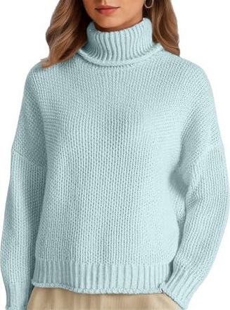 Generic Pull Femme Chic Et Elegant Laine Femmes Sweaters WomenS Haut Taille Hiver Cachemire Mode V&ecirc;tements Grande Noir Fashion Blanc Oversize Rouge Col Roul&eacute; 