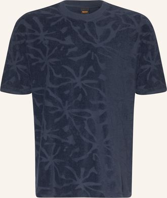 HUGO BOSS T-Shirt Flower Aus Frottee blau