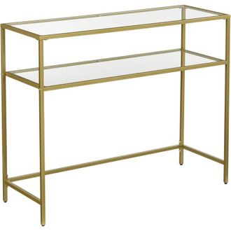 Vasagle Table Console, Table dentr&eacute;e, Bout de canap&eacute;, Dessus de Table en Verre tremp&eacute;, Cadre m&eacute;tallique, 2 Niveaux, Pieds r&eacute;glables, pour Salon, entr&eacute;e