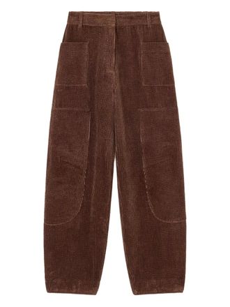 Ganni pantalon droit en velours c&ocirc;tel&eacute; - Marron