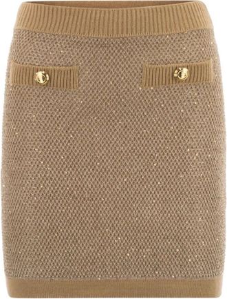 Elisabetta Franchi Femme, Jupes, Beige, Taille: 42 FR Honey Knit Short Skirt