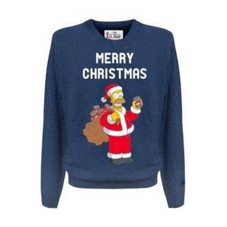 MC2 Saint Barth Weihnachtsedition Homer Simpson Pullover - - Knitwear - Herren - Blau - S