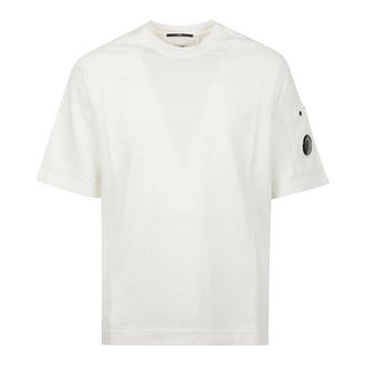 C.P. Company C.p. Company, Homme, Tops, Blanc, Taille: L Light Fleece Short Sleeve SweaT-shirt