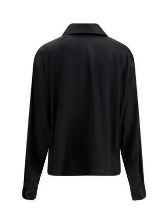 Tom Ford Womens Stretch Silk Shirt Black Silk; Elastane