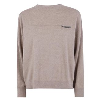Brunello Cucinelli Weicher Rundhalspullover - - Knitwear - Damen - Beige - M