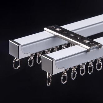 Generic Doppelte Vorhangschiene Aus Verdickter 2.50mm Aluminiumlegierung Zur Decken- Und Wandmontage Ger&auml;uschloser Gardinenschiene Gardinenstange F&uuml;r Bedroom,