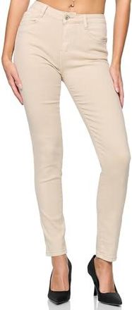 Elara Pantalon Femmes Elastique Jeans Skinny Chunkyrayan G09-15 Beige 48 (4XL)