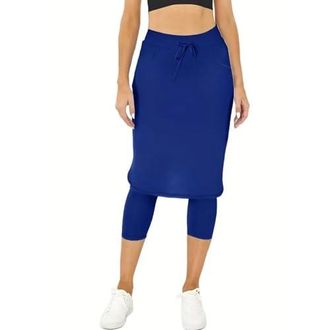 Generic Legging pour femme avec jupe grande taille - Jupe de travail taille haute avec bas - Jupe de sport solide et chaude - Jupe de tennis - Pantalon dhiver