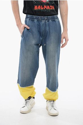 Balmain X POKEMON Denim-Gaucho-Shorts mit elastischem Bund in Hellblau