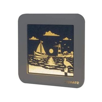 Weigla SQUARE Wandbild LED original Erzgebirge I Motiv Maritim l Dekobild beleuchtet I Stimmungslicht Batterie und Timer I Deko innen I Wanddeko aus Holz I F