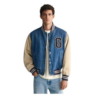 GANT Homme, Vestes, Bleu, Taille: S Veste Bomber Universitaire en Denim