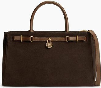Tommy Hilfiger The American Icon - Cabas en daim - Marron fonc&eacute;
