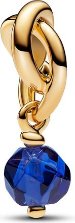 Pandora Moments Facettierter wasserblauer Ewigkeitskreis Charm-Anhänger aus Sterling Silber mit vergoldeter Metalllegierung und Kristall, Kompatibel Moments A