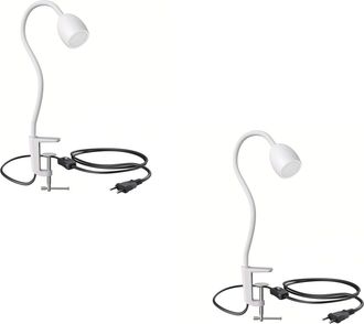 LEDs Com 2 Stück GU10 Klemmleuchte KLUK mit Schwanenhals, weiß inkl. GU10, warm-weiß, 6,826W 630lm