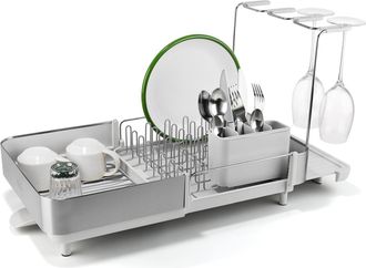 Joseph Joseph Extend Steel Plus Ausziehbarer Abtropfst&auml;nder, Edelstahl, mit Weinglashalter & Ablauf, Klein bis Gro&szlig;