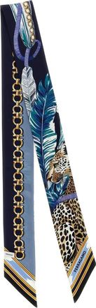 Ferragamo Seidenschal mit Leoparden- und Kettenprint - - Accessories - Damen - Blau - ONE SIZE