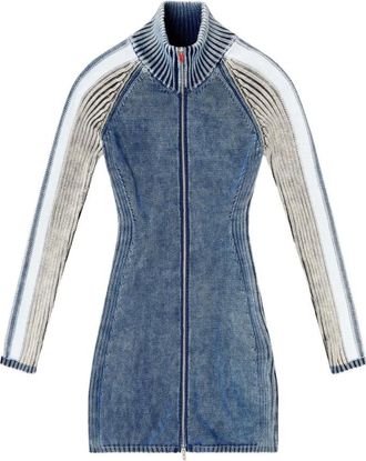 Diesel Femme, Robes, Bleu, Taille: 36 FR Ribbed Knit Short Dress