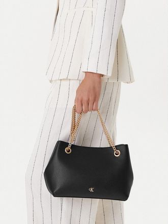 Calvin Klein Handtasche Calvin Klein Minimal Monogram Shoulder Bag Wi LV04F3205G Schwarz