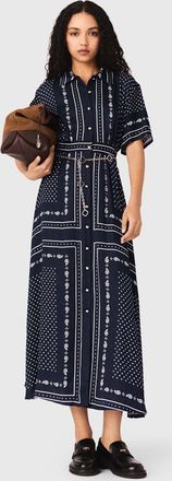 Maje Flie&szlig;endes Langes Kleid Mit Print - Marine Pois Bandana Print - Maje