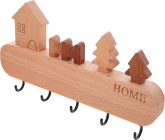 Cabilock Wandhaken Schl&uuml;sselhalter aus Buche mit Robusten Metallhaken Wandmontierter Organizer f&uuml;r Flur und Eingang Platzsparend Stabiler Halter f&uuml;r Schl&uuml;ssel 