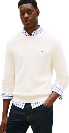 Tommy Hilfiger Herren Pullover Rib Crew Neck Strickpullover, Elfenbein (Ivory Petal), M