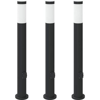 vidaXL Pollerleuchten mit Auslass 3er 80 cm Edelstahl IP44 vidaXL