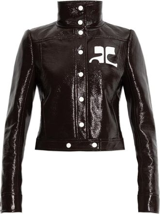 Courrèges Femme, Vestes, Brun, Taille: 36 FR Logo Jacket