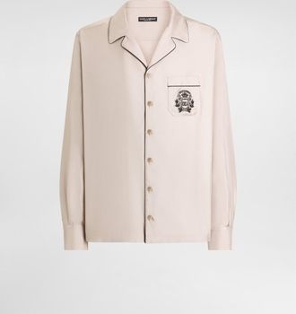 Dolce & Gabbana Silk Shirt With Embroidery - Mann Hemden Beige 40