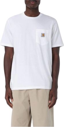 Carhartt Work in Progress Homme, Tops, Blanc, Taille: XL T-Shirt à Poche en Jersey de Coton Coupe Décontractée