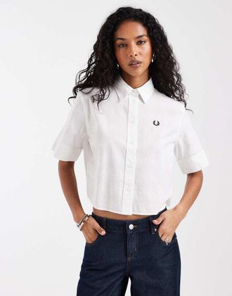 Fred Perry Chemise tiss&eacute;e &agrave; damier - Blanc