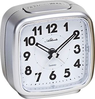 Atlanta Mocassin Wecker ohne Ticken mit Licht Analog Silber - 1978-19