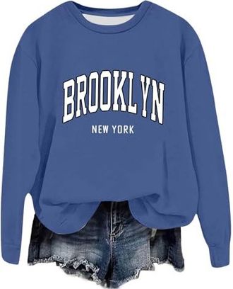 Generic Chandail ample &agrave; manches longues pour femmes &agrave; col rond graphique mode chandails minces tenues de travail esth&eacute;tiques grande taille sweatshirts tendan