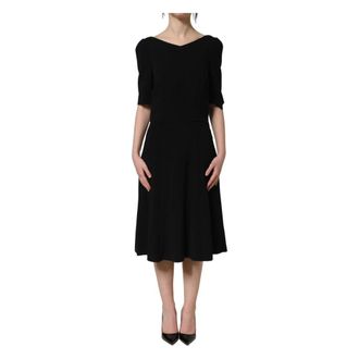 Dolce & Gabbana Kurz&auml;rmeliges A-Linien-Midikleid - - Dresses - Damen - Schwarzk - XS