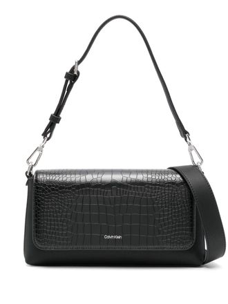 Calvin Klein sac port&eacute; &eacute;paule &agrave; plaque logo - Noir