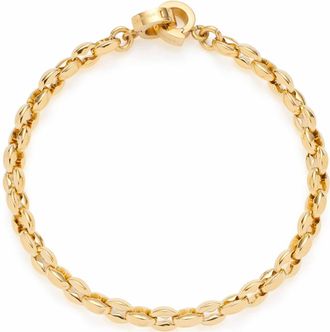 Leonardo Armband Clip & Mix Romea - Arm-Kette aus goldfarbenem Edelstahl - massive Kettenglieder in Bohnenform - 18,5 cm Länge - Geschenk Schmuck Damen - 02329