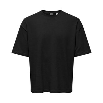 Only & Sons Only & Sons, Homme, Tops, Noir, Taille: L T-Shirt en Coton &agrave; Manches Courtes et Col Rond