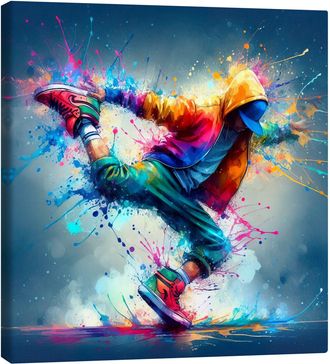 Posterlounge Breakdance style II Leinwandbild von nobelart 40 x 40 cm Blau Wandbilder Wanddeko
