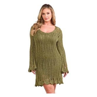 Marciano Lucky LS Flare Mini Kleid - - Dresses - Damen - Gr&uuml;n - M