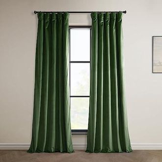 Half Price Drapes Heritage-Samtvorhänge in Plüschqualität, Raumverdunkelungsvorhänge für Schlafzimmer und Wohnzimmer, 127 x 243,8 cm (B x L), 1 Vorhang, Edengrün