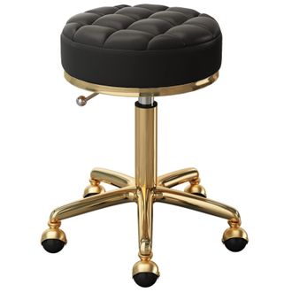 Generic Adjustable Gold Steel Rolling Stool with 5 Grips for Beauty Salon Office BarErgonomic Round Seat on Wheels (4764cm) Ideal Furniture for Comfort and Mo