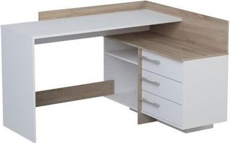 M&S Collection M&s - Bureau dangle 3 tiroirs - Decor chene et blanc - l 128,5 x p 105,7 x h 83,2 cm - thales