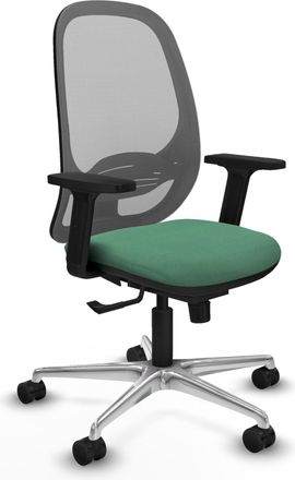 Piqueras y Crespo Gepolsterter B&uuml;rostuhl mit 2D-Armlehnen, h&ouml;henverstellbare Lendenwirbelst&uuml;tze, ausgestattet mit Sincro 3 Positionen und Schneideschaum, Grau/Smaragdgr