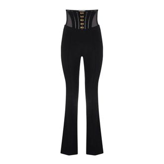 Elisabetta Franchi Femme, Pantalons, Noir, Taille: 38 FR Pantalon L&eacute;ger en Cr&ecirc;pe avec Fermoirs Bijoux