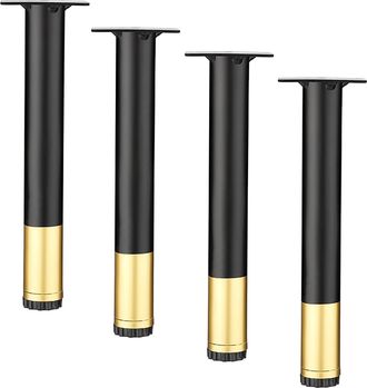 Generic Schwarze Sofabeine Aus Metall (10, 12, 13 cm) - Ersatz F&uuml;r M&ouml;bel Wie B&uuml;cherregale, Tische, Schr&auml;nke, Kommoden Mit Verstellbaren, Rutschfesten Fu&szlig;kappe