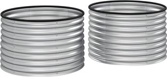 OUTSUNNY Lot de 2 jardinières rondes tôle acier galvanisé dia. 90 x H.56 cm argenté caoutchouc noir