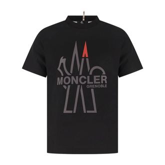 Moncler Logo-T-Shirt aus Baumwolle - - Tops - Herren - Schwarzk - L