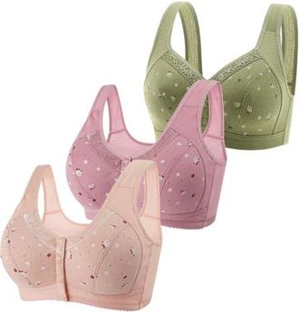 Generic Femmes Soutien Gorge sans Armature Grande Taille BrassièR avec Ouverture Devant BrassièRe en Dentelle Push Up Maintien Fort Soutien-Gorge Soutien-Gorg