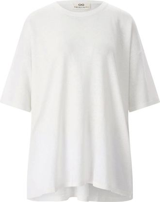 Sminfinity Femme, Tops, Blanc, Taille: 40/42 FR T-shirt d&eacute;contract&eacute; en lin et coton