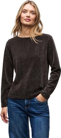 Street One 3227708 T-Shirt avec col Bateau, Marron foncé, 46 Femmes