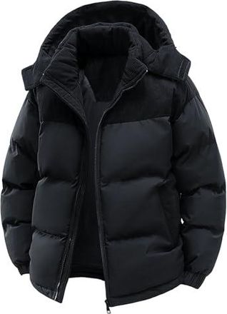 Generic Veste dhiver &agrave; capuche isol&eacute;e pour homme - R&eacute;sistante &agrave; leau - Pour temps froid - Fermeture &eacute;clair compl&egrave;te - Veste &agrave; bulles &eacute;paisse